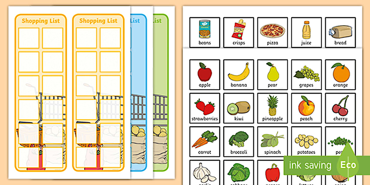 Shopping Lists and Food Cards (Teacher-Made) - Twinkl