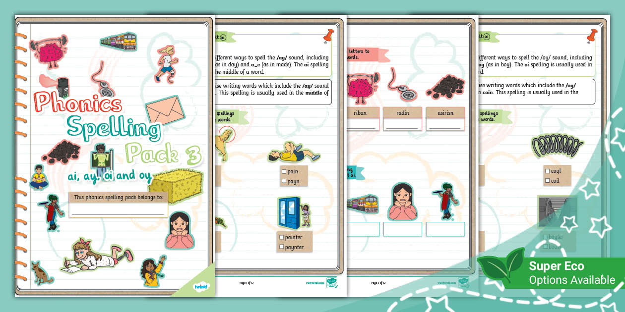 Year 1 Phonics Spelling Pack 3: ai, ay, oi and oy