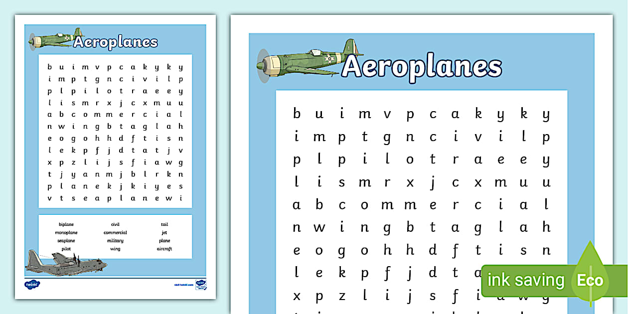 Aeroplanes Word Search (teacher made) - Twinkl