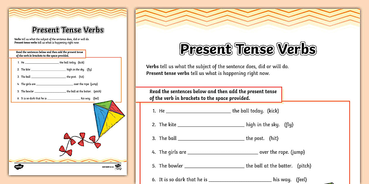 Sentence Skills - Present Tense Verbs Gr 4 - Activity Sheet