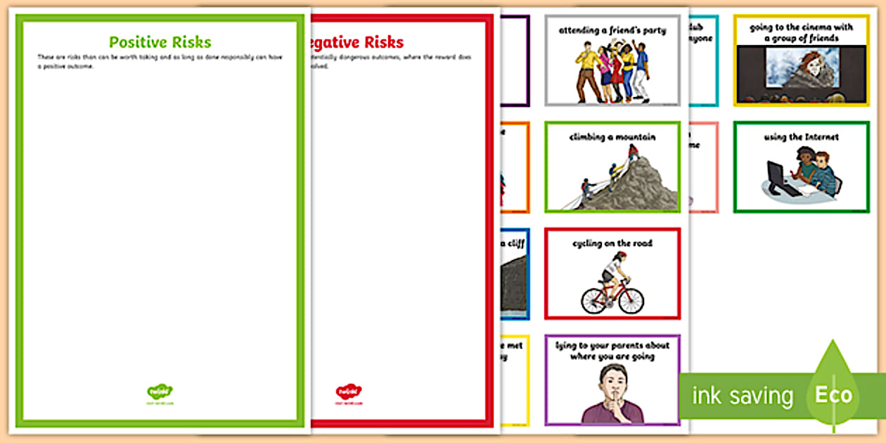 Positive and Negative Risks Sorting Cards - Twinkl