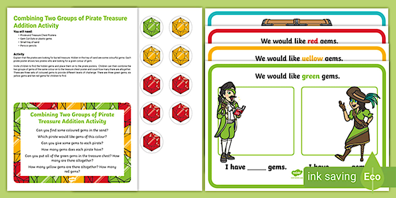 👉 Combining Two Groups of Pirate Treasure Addition Activity