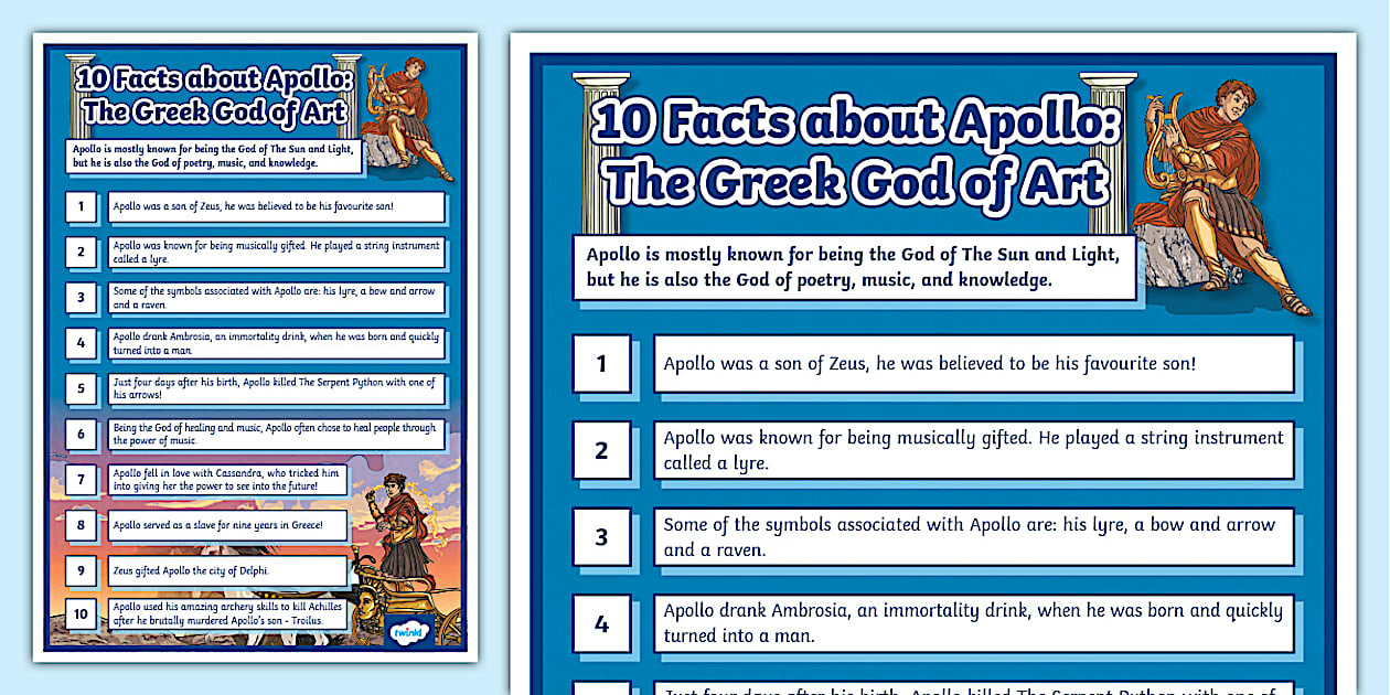 10 Facts about Apollo: The Greek God of Art Display Poster