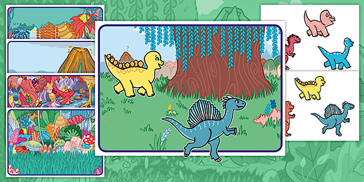 Hide-a-Saurus Scenes and Cut-Outs (teacher made) - Twinkl