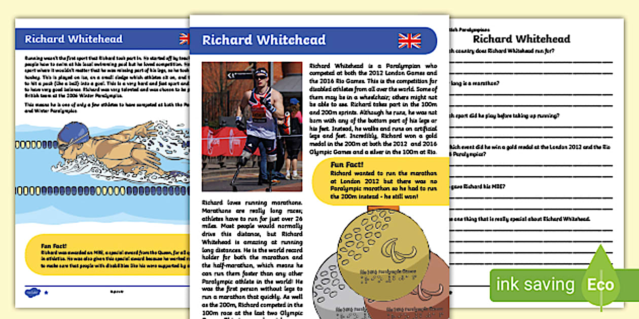 British Paralympic Richard Whitehead Differentiated Reading Comprehension