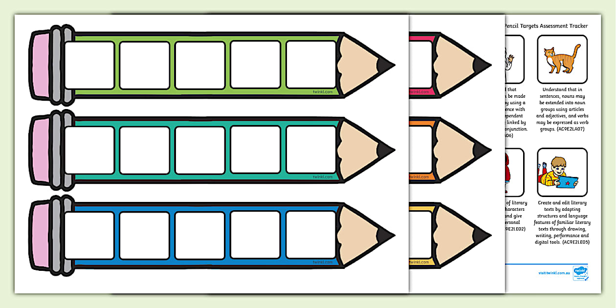 Year 2 Writing Pencil Tracker for the Australian Curriculum