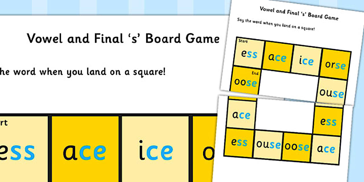 Vowel and Final 'S' Sound Board Game (teacher made) - Twinkl
