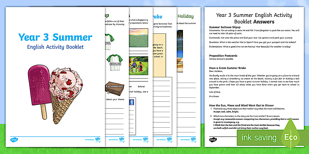 Editable Year 3 Summer English Activity Booklet - Twinkl