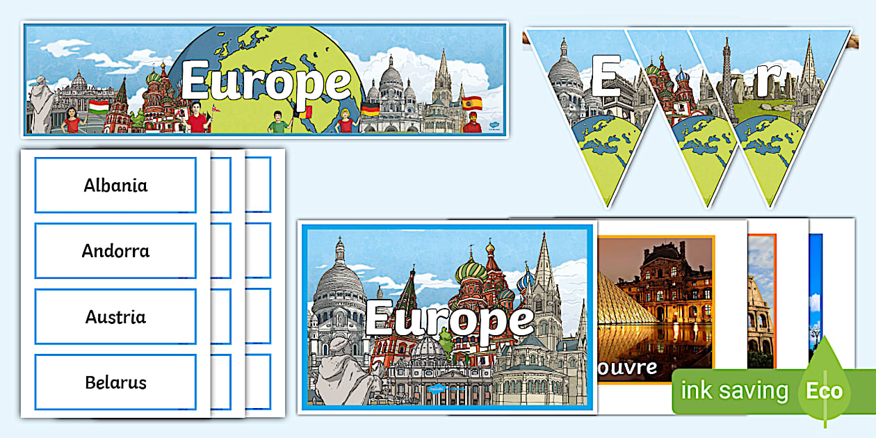 Europe Display Pack - All Around the World - KS2 - Twinkl