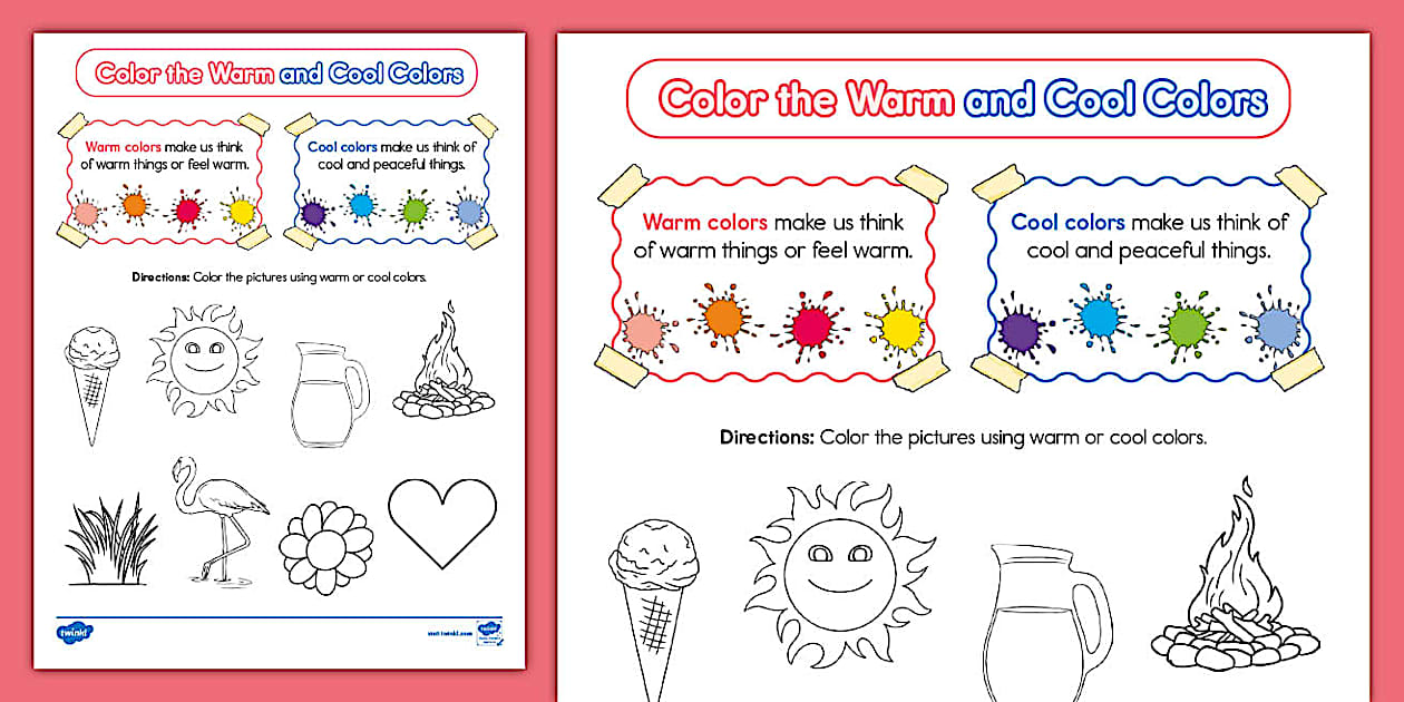 Color the Warm and Cool Colors Worksheet for K-2nd Grade