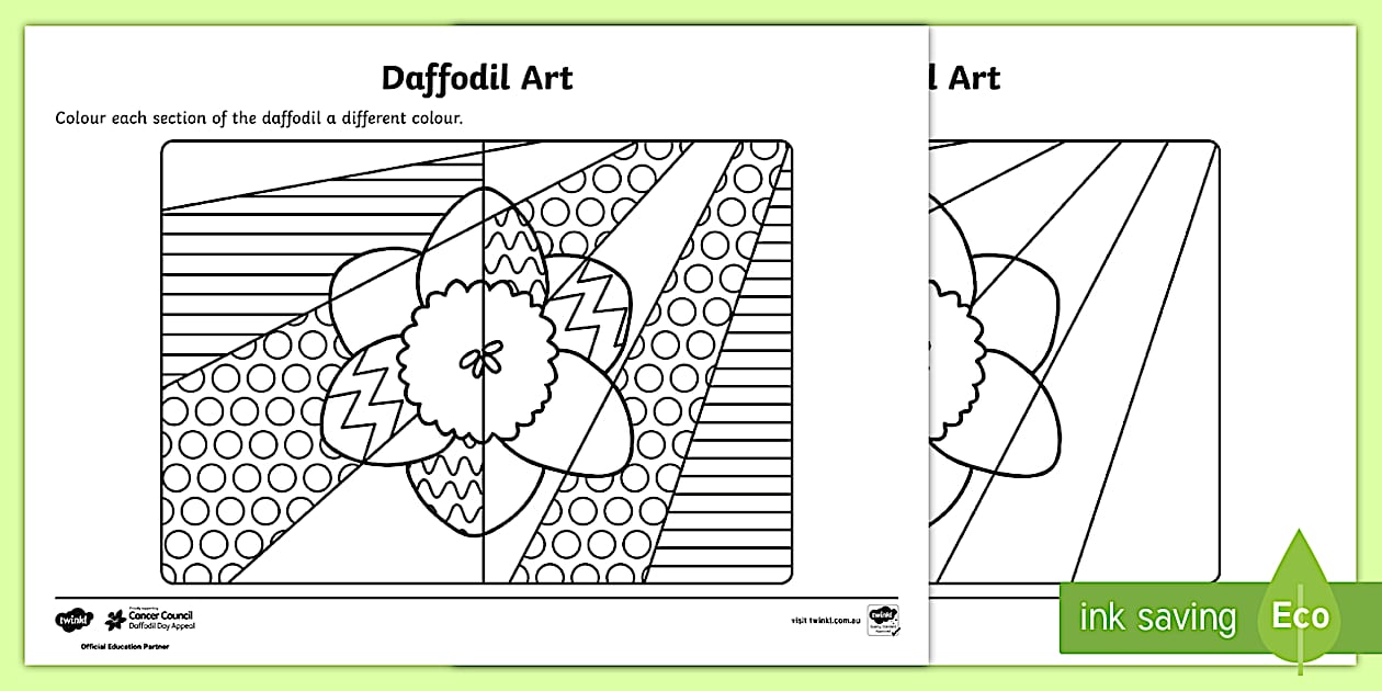 Daffodil Art Colouring Worksheet