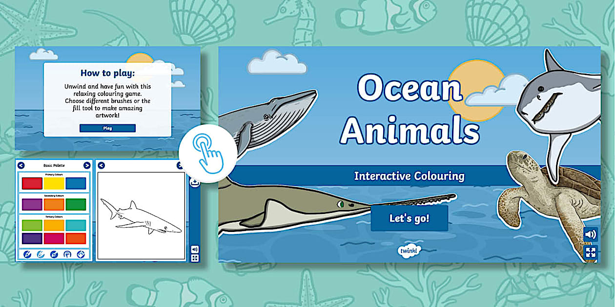 Ocean Animals Interactive Colouring - Twinkl