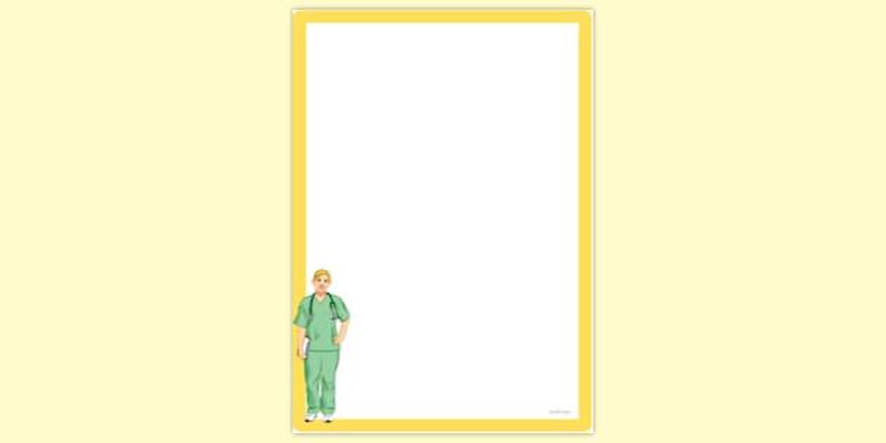 Simple Blank Female Nurse Page Border | Page Borders