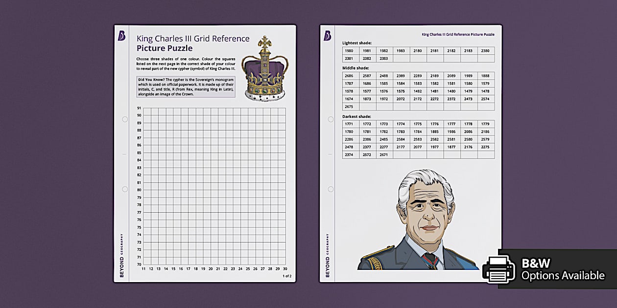 King Charles III Grid Reference Picture Puzzle - Twinkl