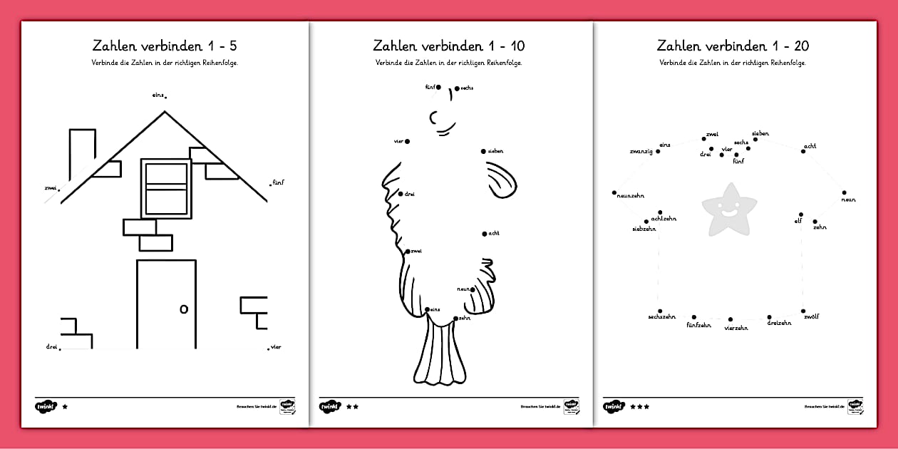 DaZ: Zahlen verbinden - differenzierte Arbeitsblätter