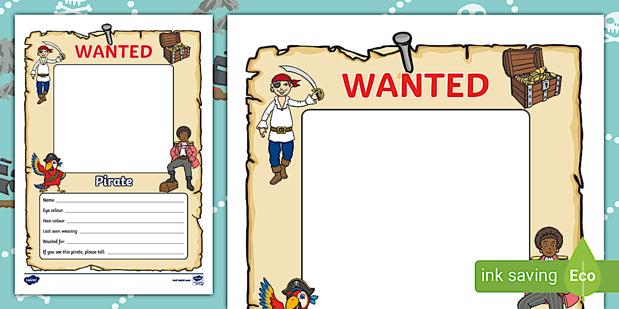 Pirate Wanted Poster Template (teacher made) - Twinkl