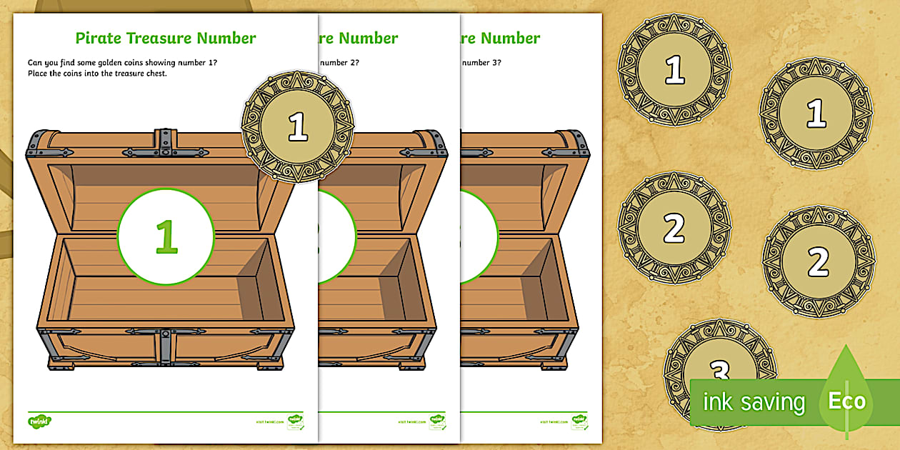 Pirate Treasure Numeral Recognition and Matching Activity