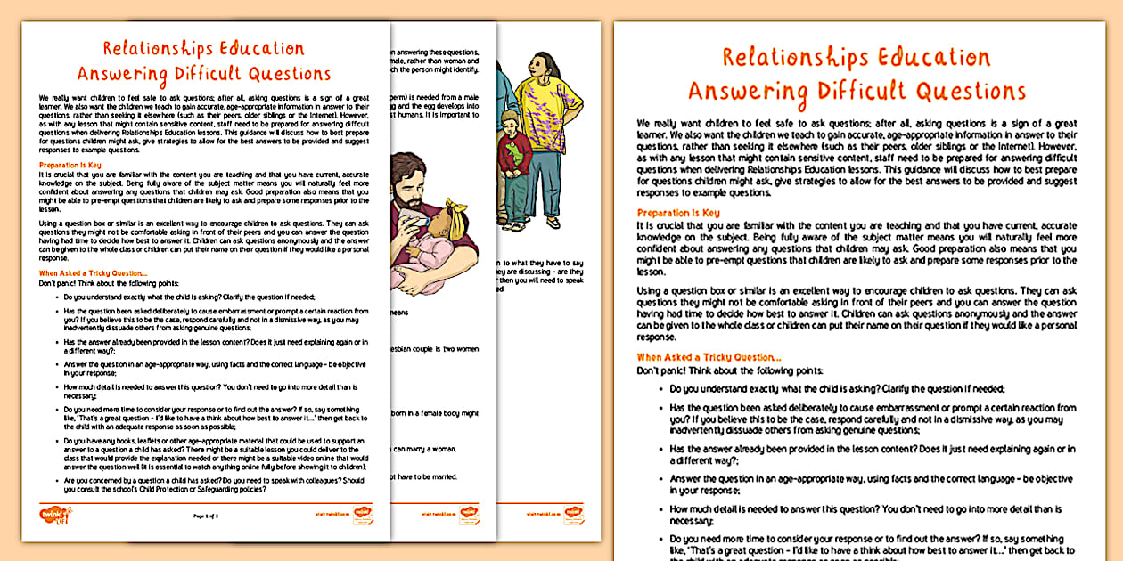 Editable Relationships Education - Answering Difficult Questions - Adult