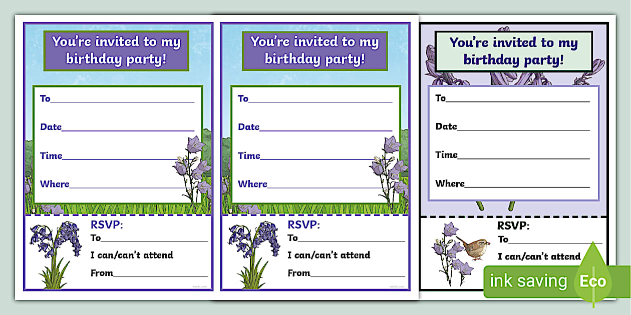 Beautiful Bluebell-Themed Party Invitations | Twinkl Party