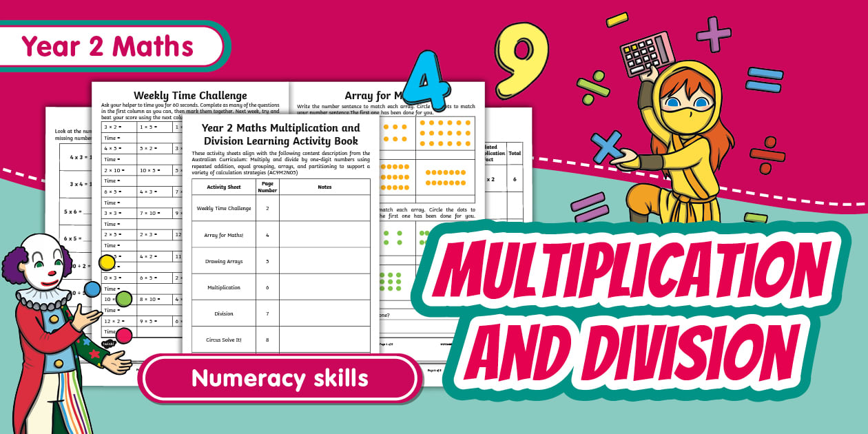 Year 2 Maths Multiplication and Division Learning Activity Book