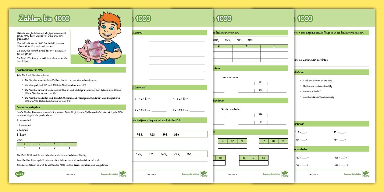 Zahlen bis 1000 - Materialienbündel (teacher made) - Twinkl