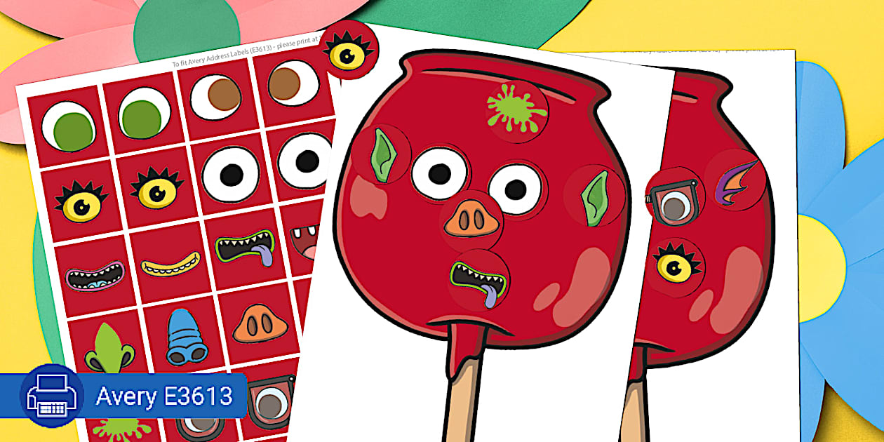 Toffee Apple - Make a Face - Sticker Activity - Twinkl