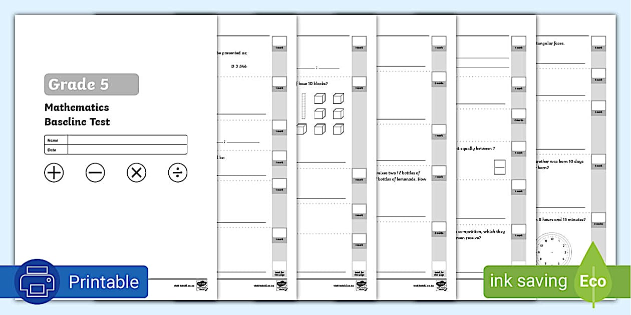 Baseline Assessment In Mathematics - Twinkl South Africa
