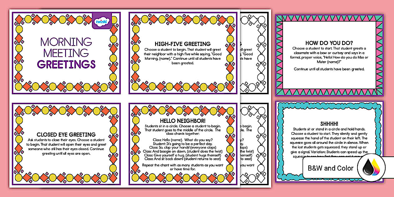 Printable Morning Greeting Ideas Cards | Twinkl USA - Twinkl