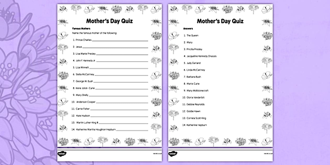 Elderly Care Mother's Day Quiz (Teacher-Made) - Twinkl