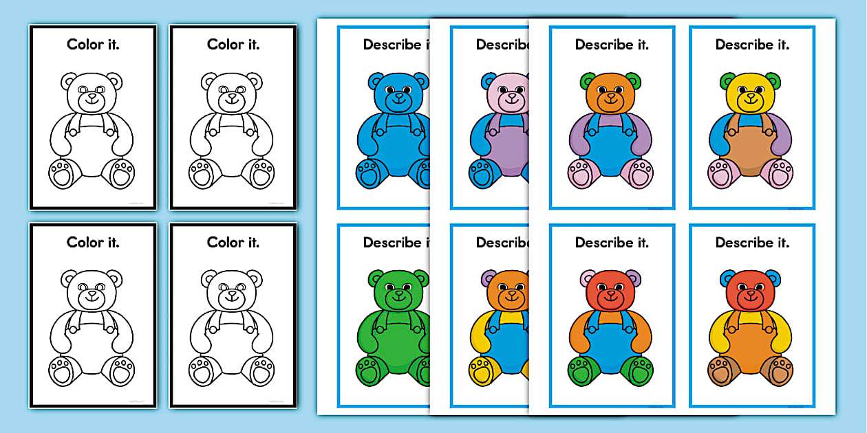 Describe It, Color It Teddy Bear Game (teacher made)