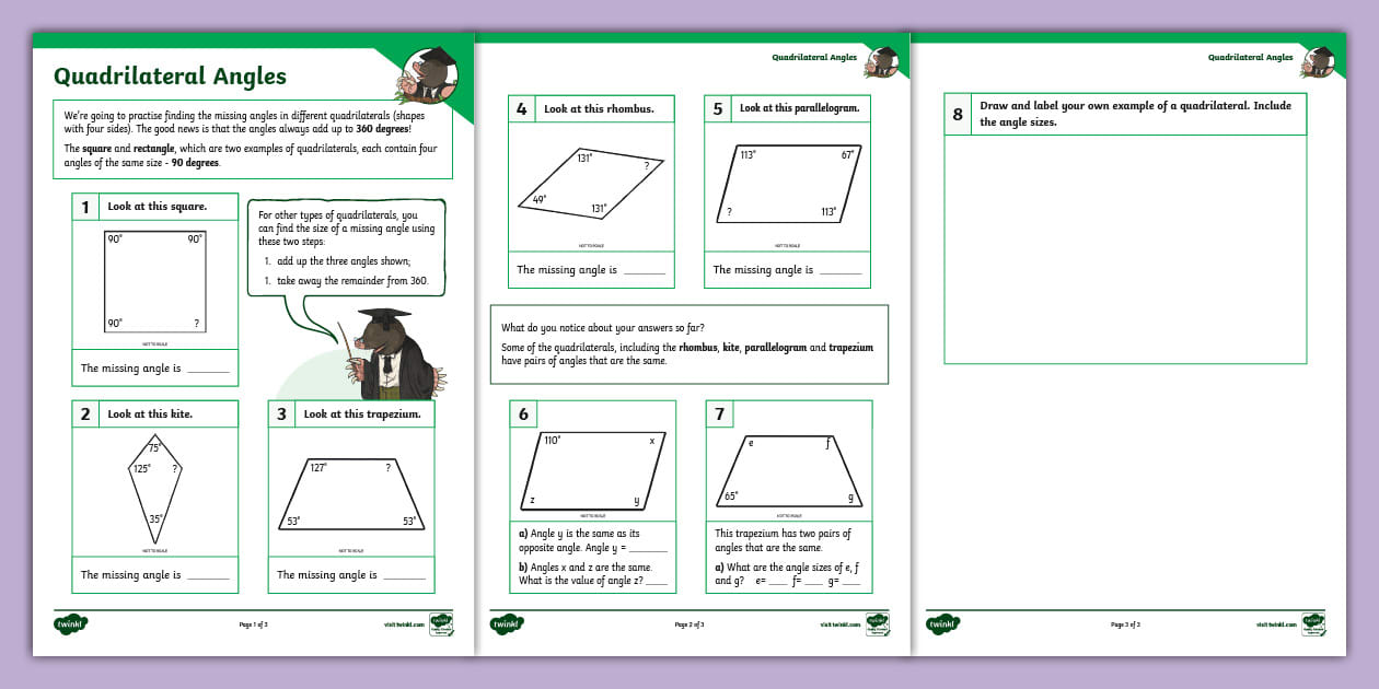 Quadrilateral Angles (Teacher-Made) - Twinkl