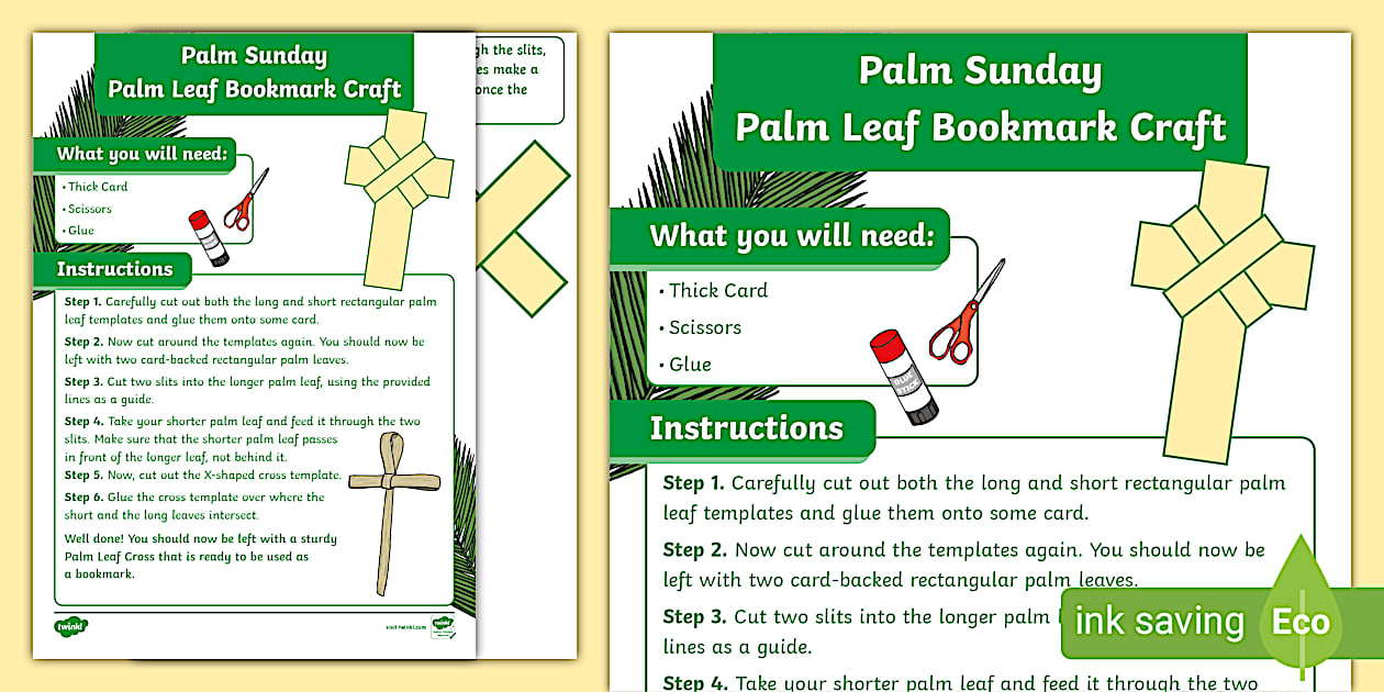 Palm Sunday Palm Leaf Cross Bookmark Activity | Twinkl