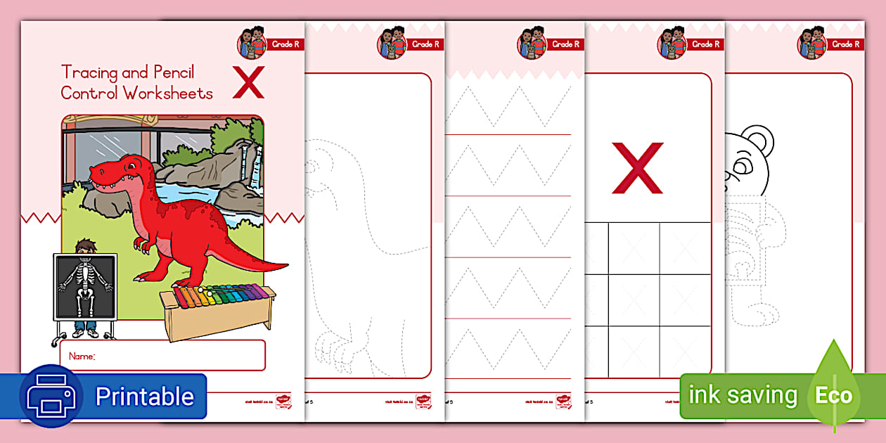 Gr. R Phonics: Letter X Tracing and Pencil Control Worksheets