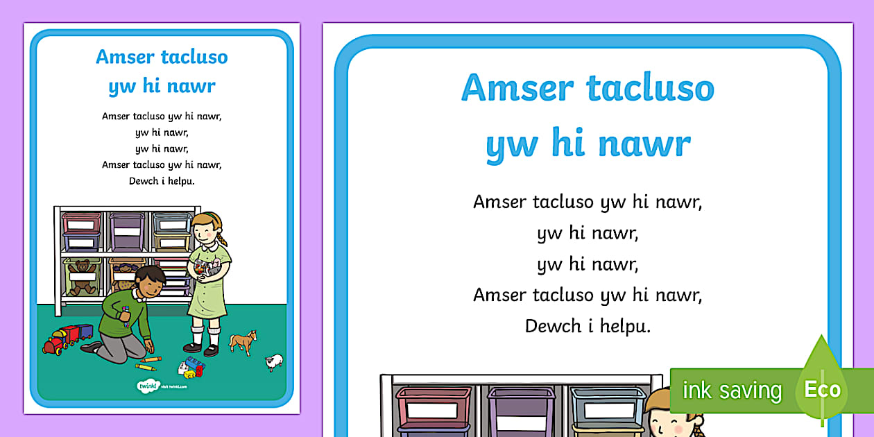 Amser Tacluso | Poster hwiangerdd hanfodol dda i ddisgyblion