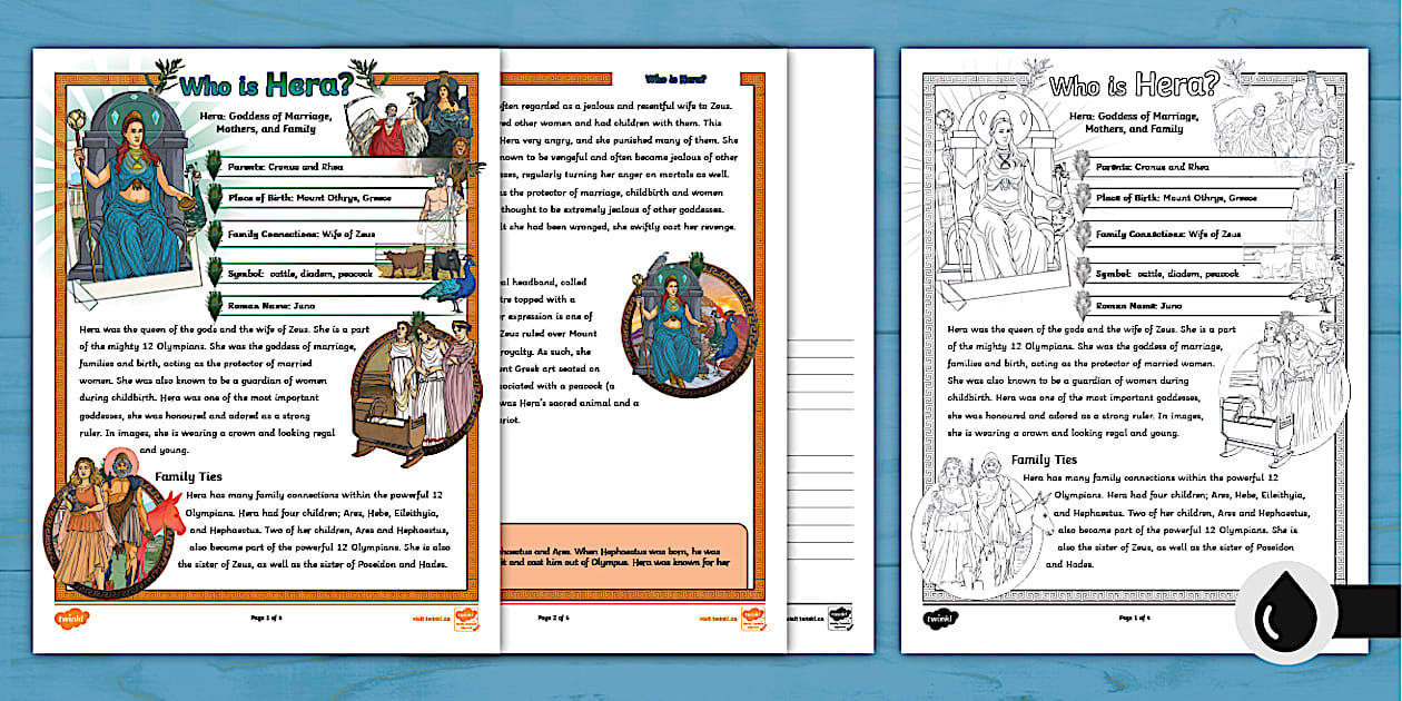 Hera Greek God Intermediate Reading Comprehension - Twinkl