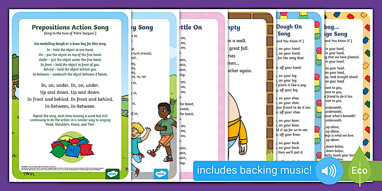 Positional Language Songs and Rhymes Resource Pack - Twinkl