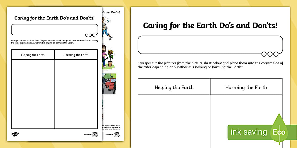 Caring for the Earth Helping and Harming Activity - Twinkl