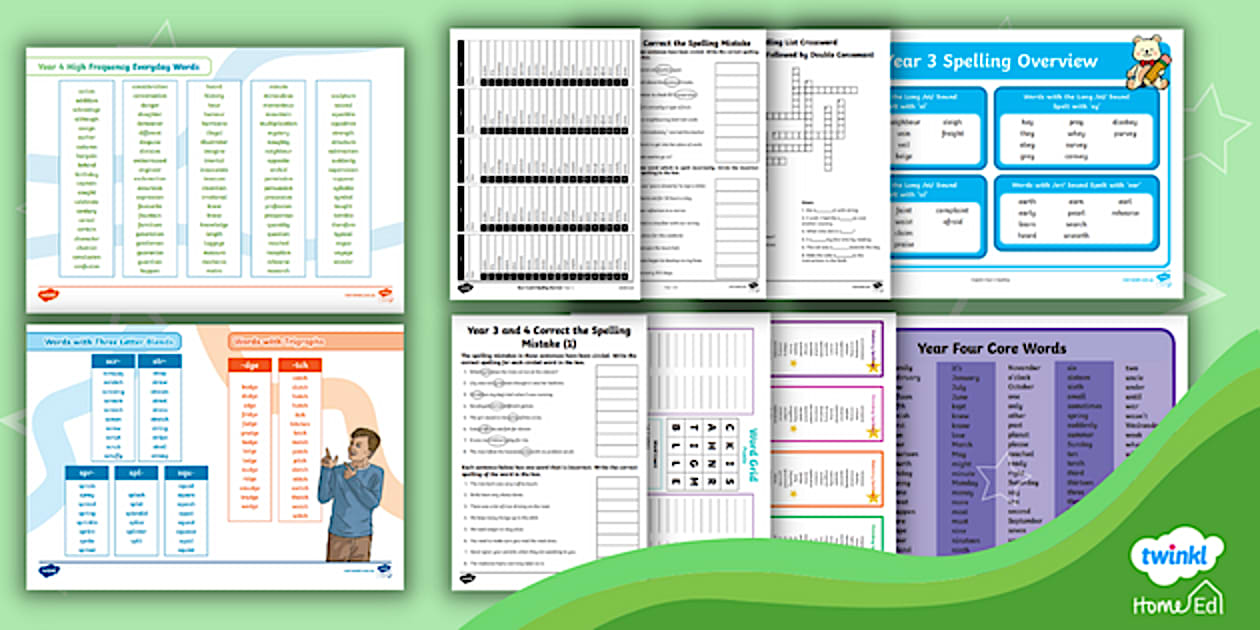 Year 3 Spelling Lists and Year 4 Spelling Lists - Twinkl