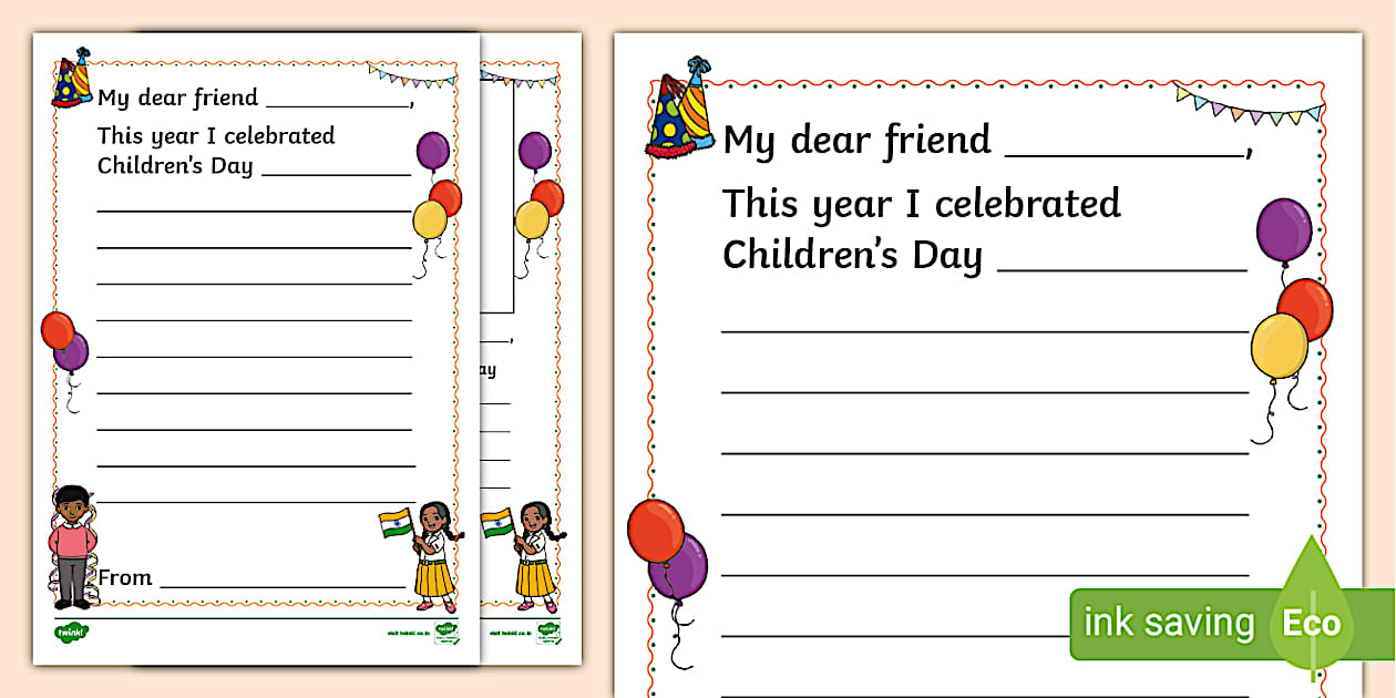 Children's Day Letter Writing Template | Twinkl Resources