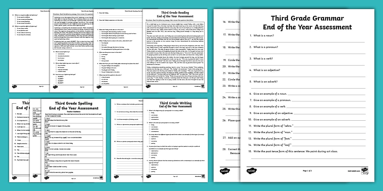 Third Grade End of the Year ELA Assessment Pack - Twinkl