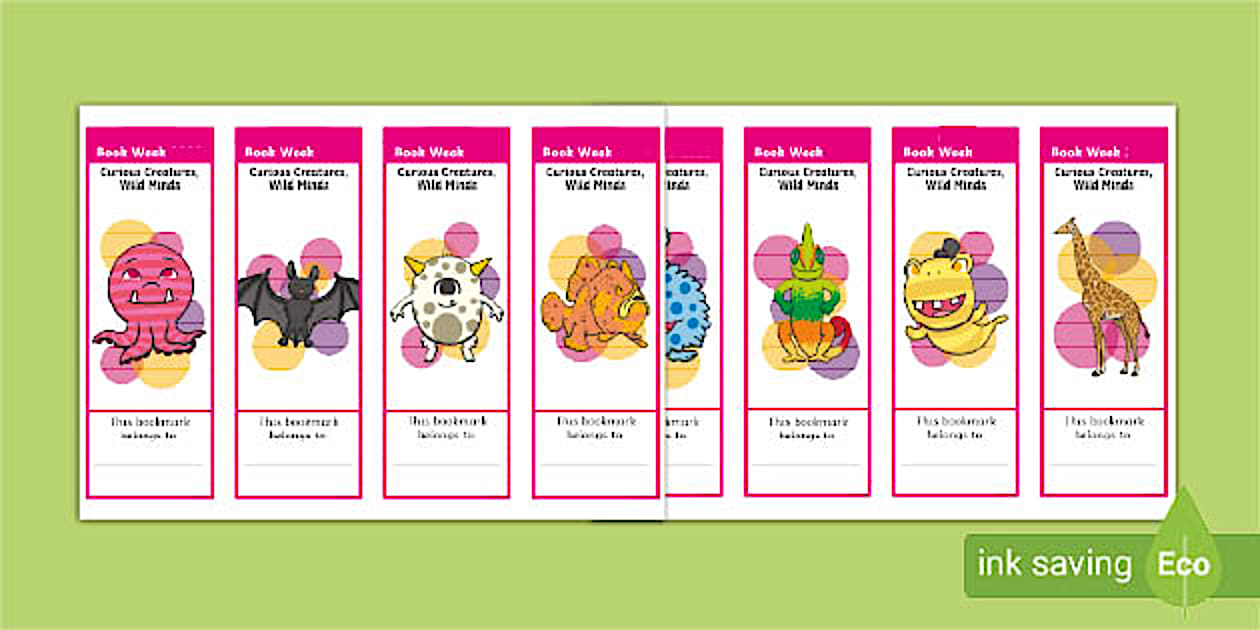 Book Week Curious Creatures, Wild Minds Bookmarks - Twinkl