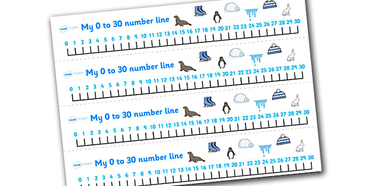0-30 Number Line (Winter) (Hecho por educadores) - Twinkl