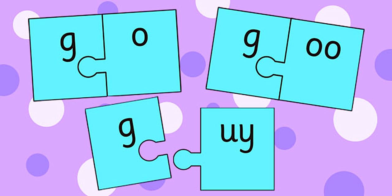 Black and White g and Vowel Production Jigsaw Cut Outs