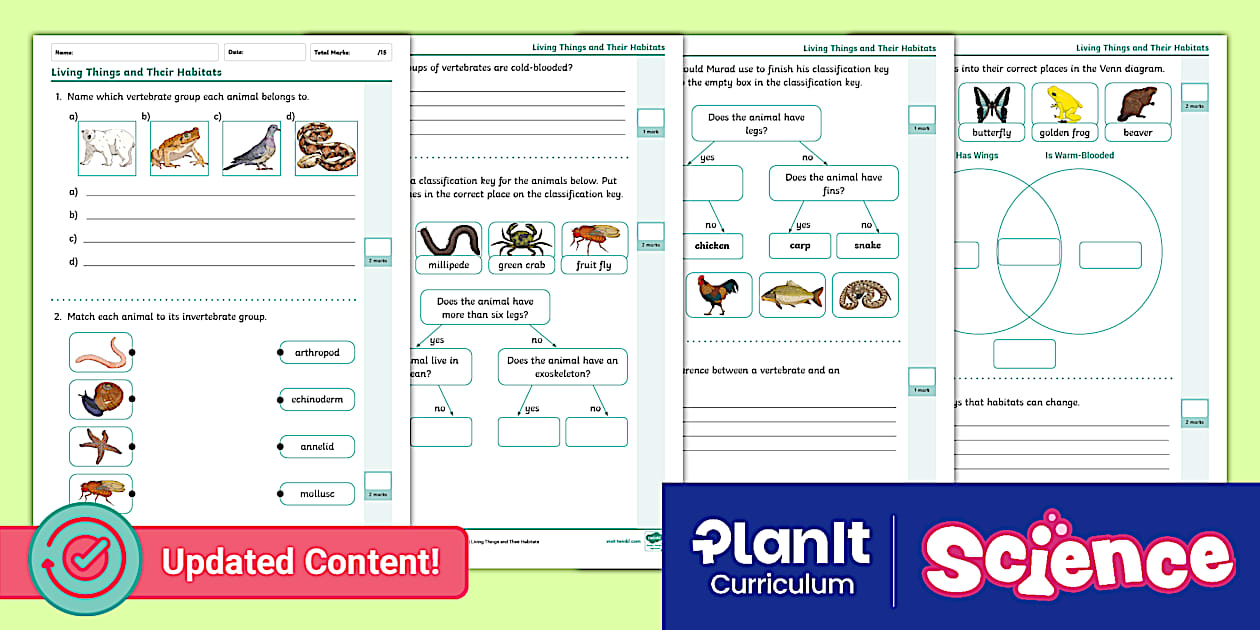 Science: Living Things and Their Habitats: Y4 Assessment Test