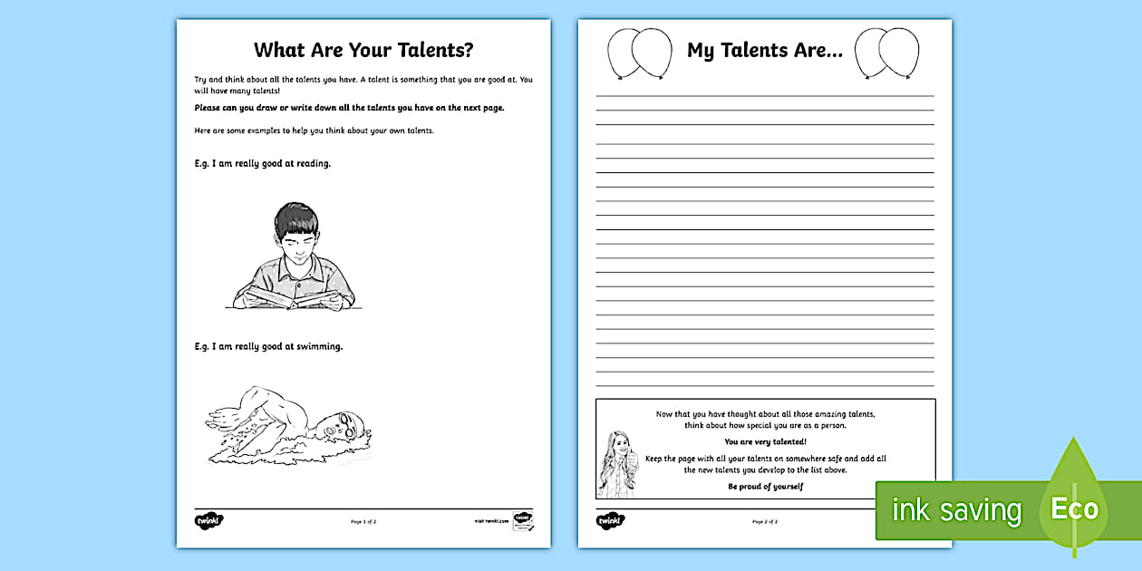 What Are Your Talents? KS2 Worksheet / Worksheets - Twinkl