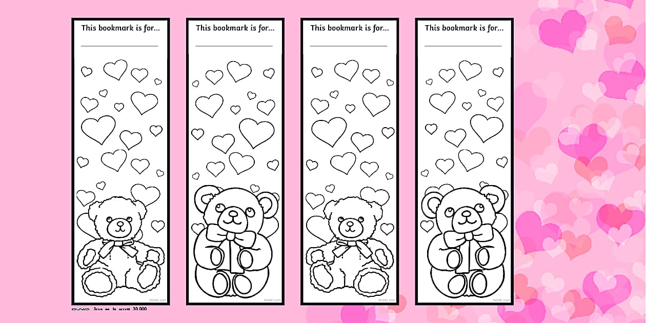 Teddy Bear Bookmarks to Colour - Primary Resources - Twinkl