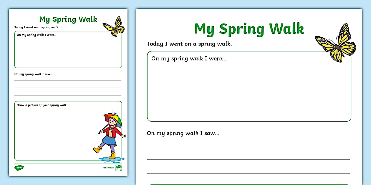 My Spring Walk Writing Activity (teacher made) - Twinkl