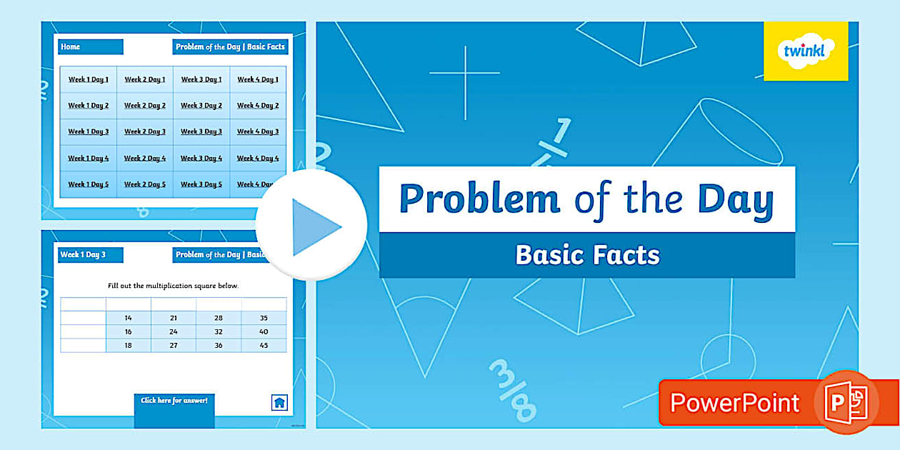 Level 3 Problem of the Day Slideshow - Basic Facts - Twinkl