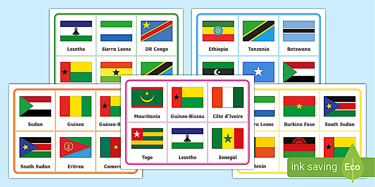 Africa Flags Bingo