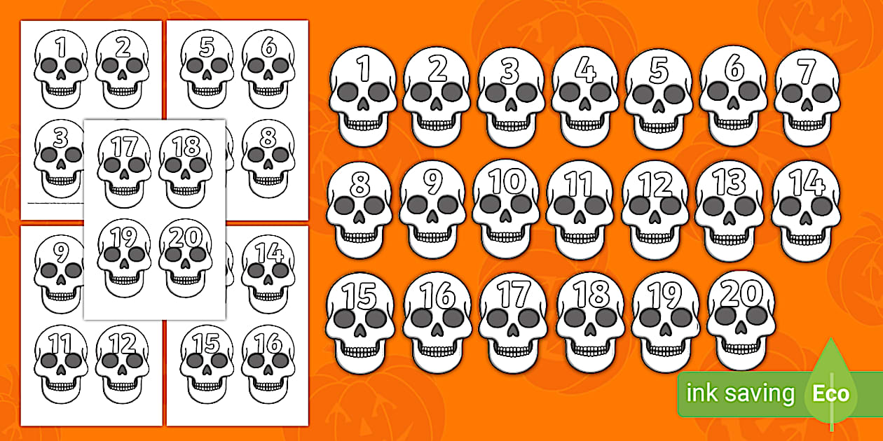 👉 Numbers 0-20 on Skulls (teacher made) - Twinkl